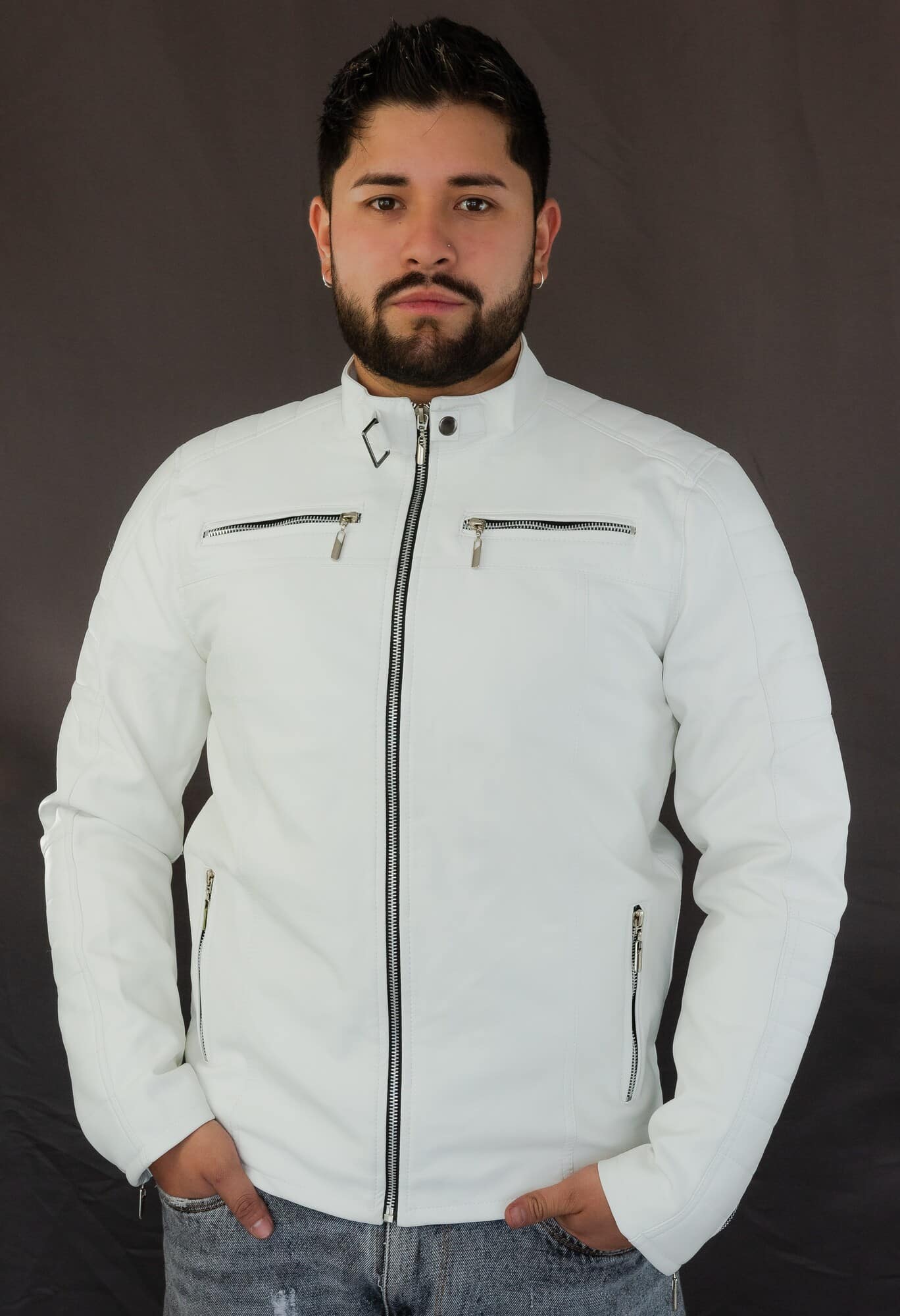 chaqueta en cuero/textil blanco – HAZ TU COMPRA Y PAGAS CONTRAENTREGA