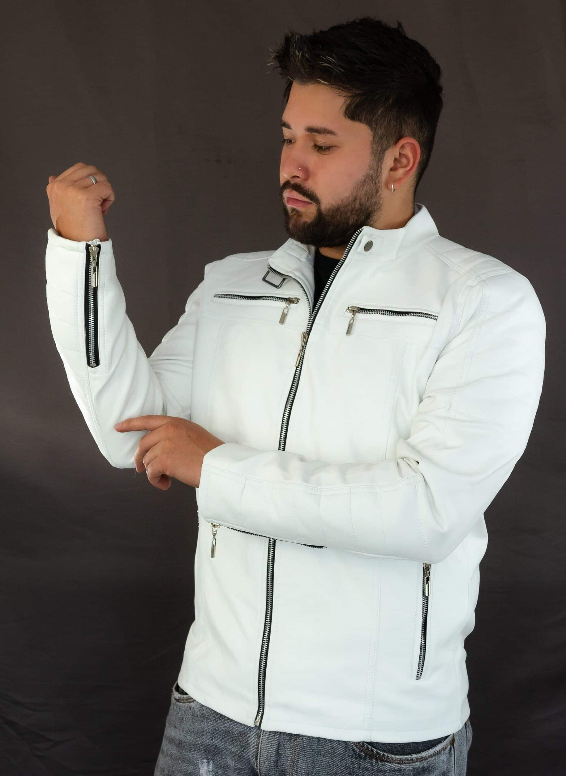 chaqueta en cuero/textil blanco – HAZ TU COMPRA Y PAGAS CONTRAENTREGA